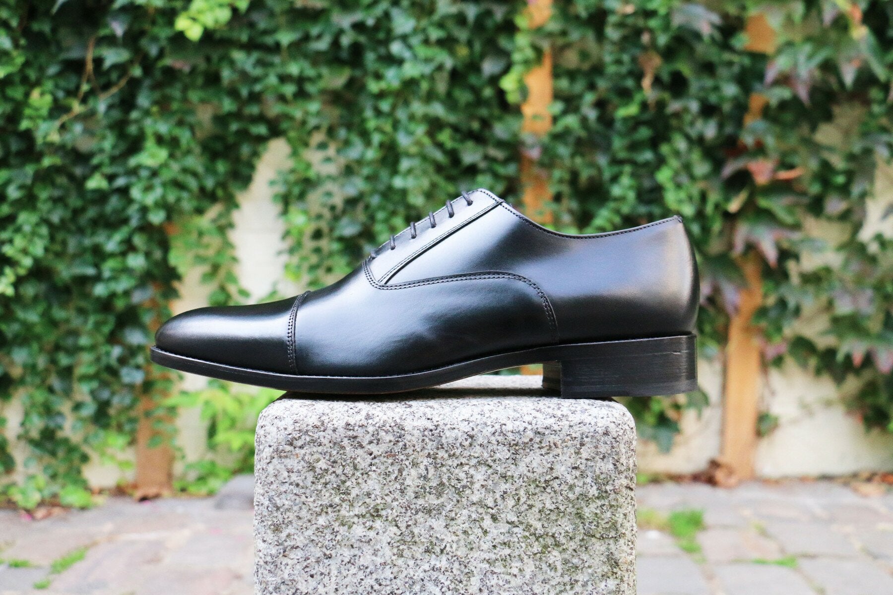 BRITISH SHOES - Bout droit cuir noir semelle cuir – British Shoes